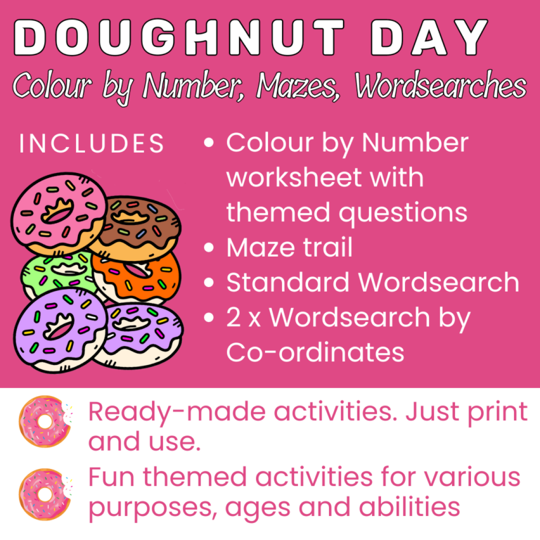 Doughnut Worksheets - Colour by Number, Maze, Wordsearches - I NEED ...