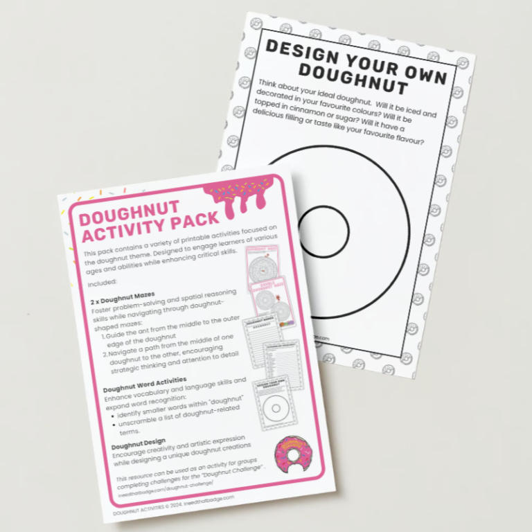 Doughnut Worksheets - Mazes & Word Activities - I NEED THAT BADGE