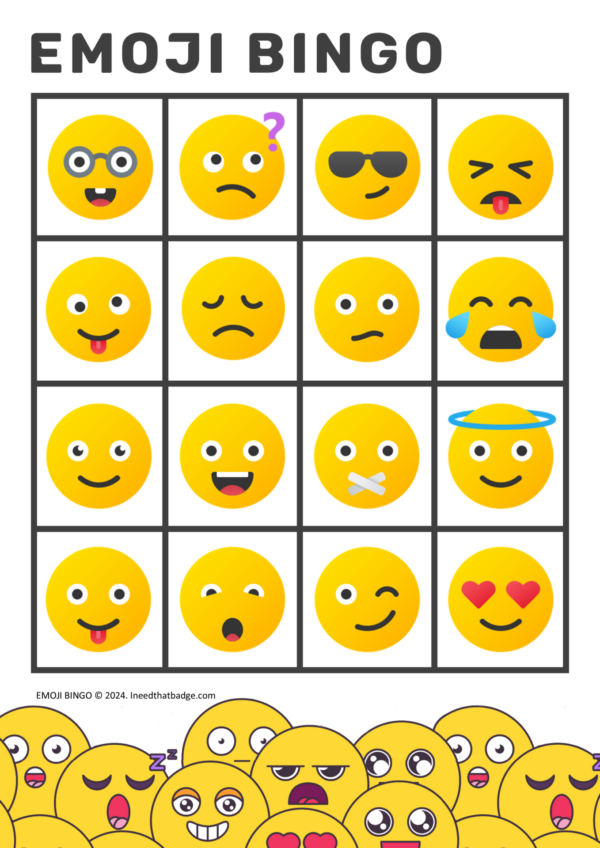 Emoji Bingo - I NEED THAT BADGE