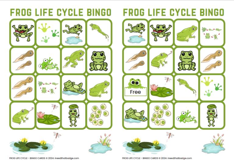 Frog Life Cycle Bingo Game - I NEED THAT BADGE