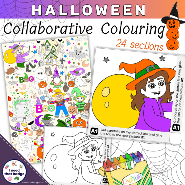 Christmas Collaborative Colouring Poster - I NEED THAT BADGE