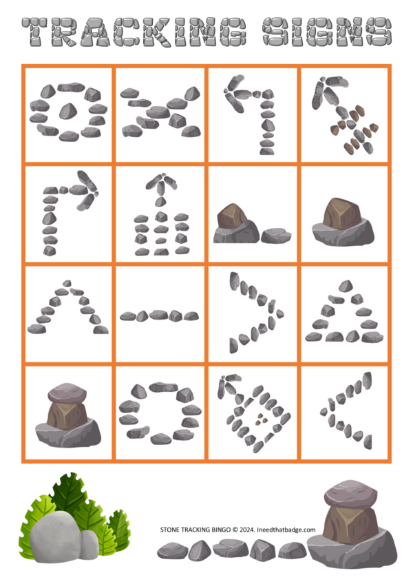 Stone Tracking Sign Bingo - I NEED THAT BADGE